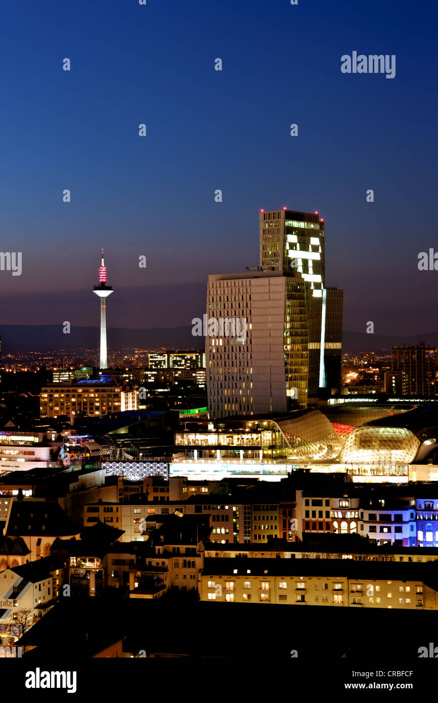 View of Frankfurt and its skyline, Opernturm Tower, PalaisQuartier ...