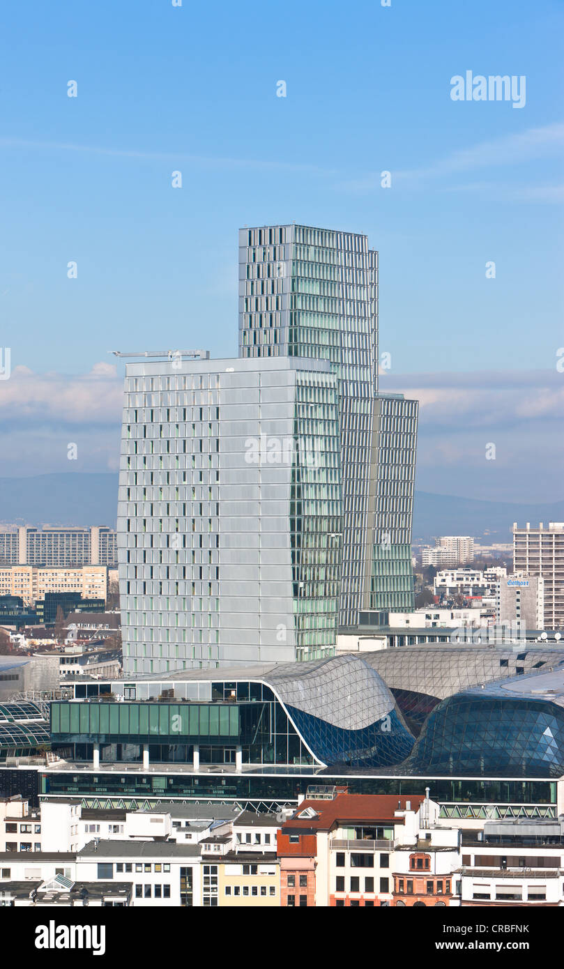 View of Frankfurt and its skyline, Opernturm tower, PalaisQuartier ...