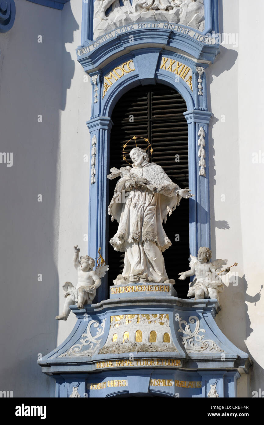 Blue steeple of the abbey church, Augustinian monastery, Duernstein ...