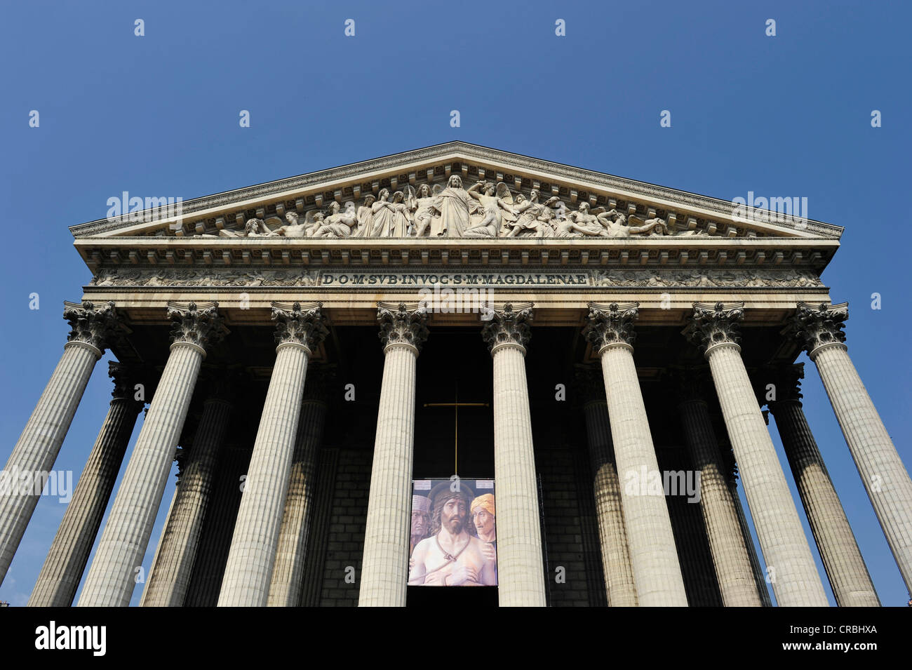 Front facade with relief in the tympanum "Last Judgment", church Église ...