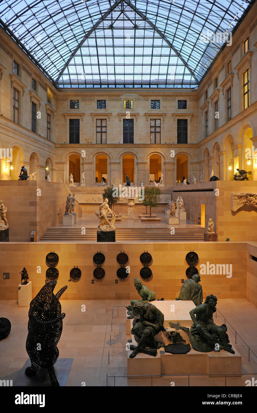 Interior, courtyard, Musée du Louvre museum, Palais du Louvre or Louvre ...