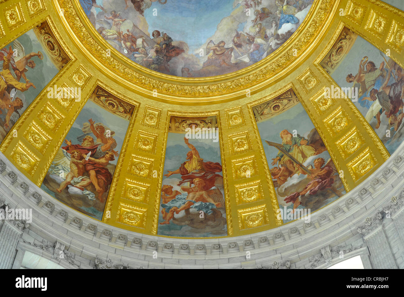 Interior, gilded dome, Dome des Invalides or Eglise du Dome church ...