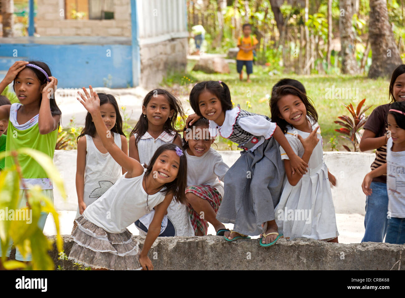 Happy girls at a school in Port Barton, Palawan Island, Philippines ...