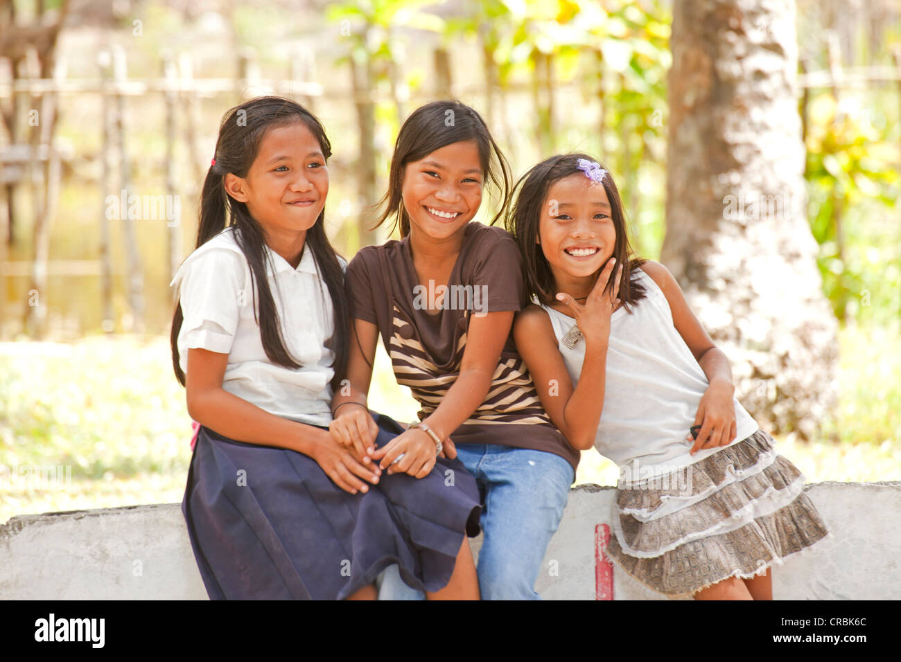 Happy girls at a school in Port Barton, Palawan Island, Philippines ...
