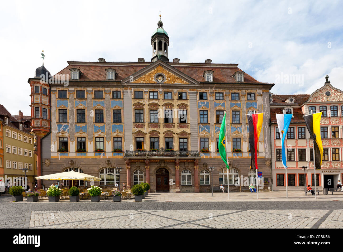 Marktplatz square and the historic town hall, Coburg, Upper Franconia ...
