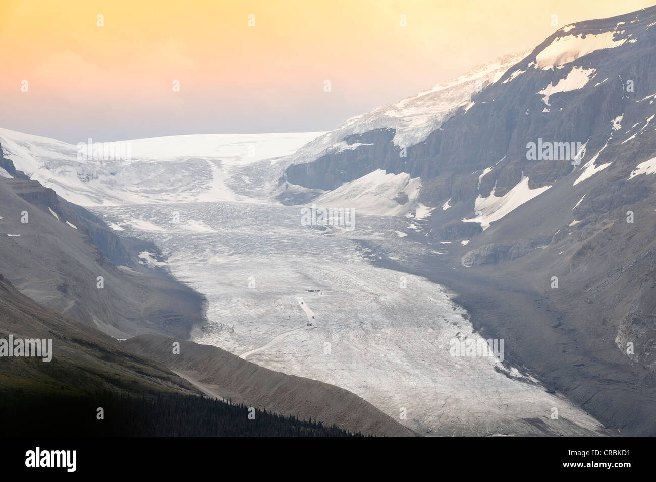 Evening at the Athabasca Glacier, Columbia Icefield, Icefields Parkway ...