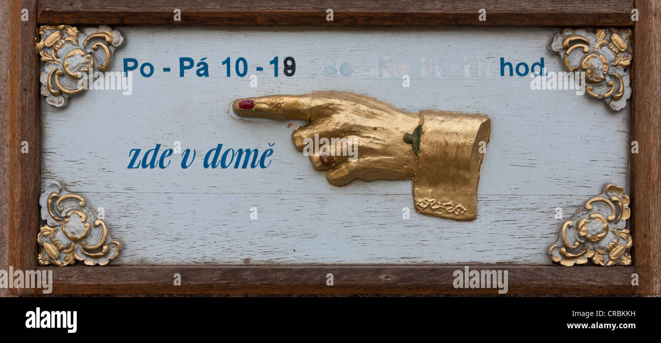 Direction sign to the left, Prague, Czech Republic, Europe Stock Photo ...