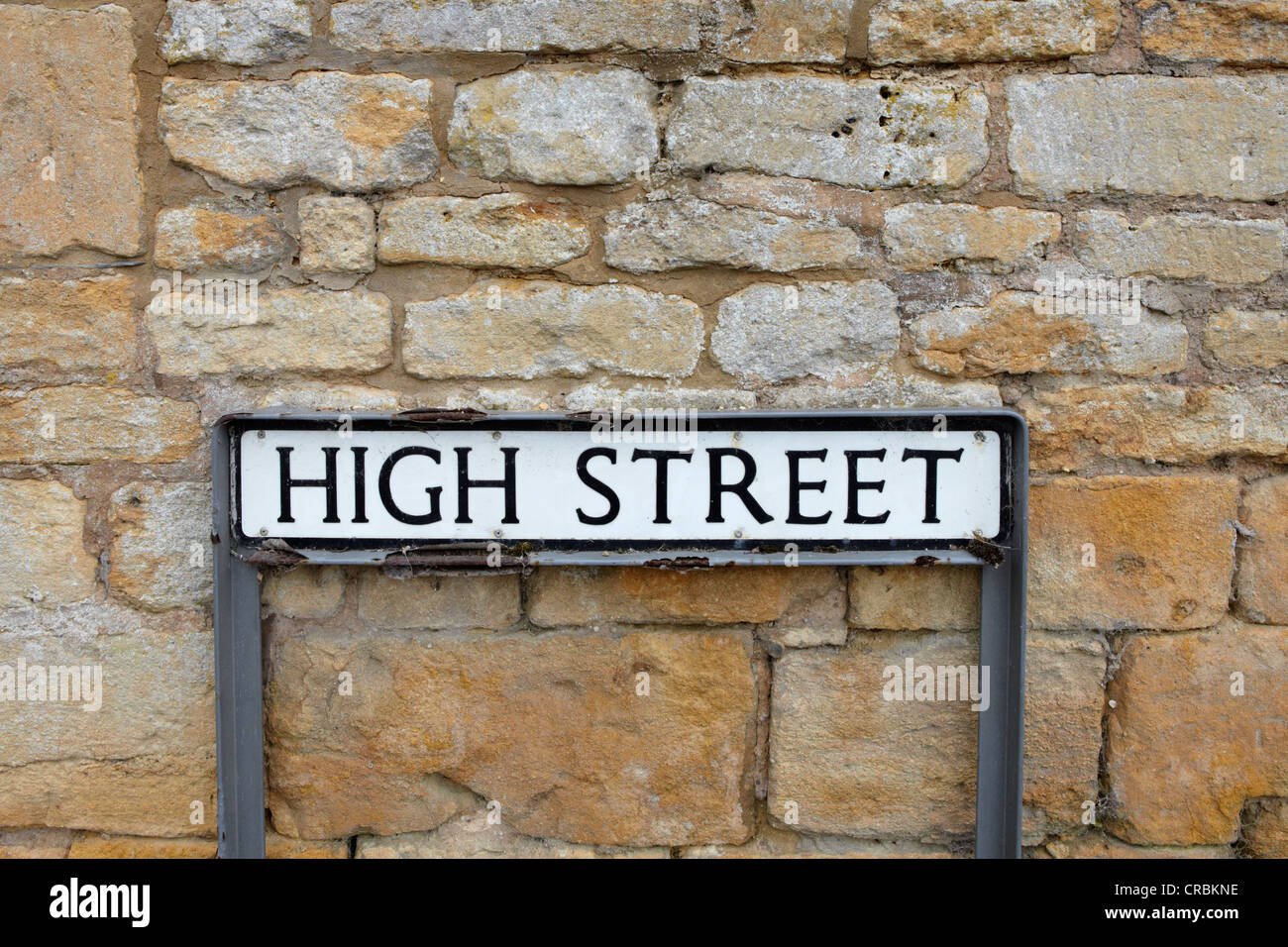 High Street sign from the Cotswold village of Broadway, Gloucestershire ...