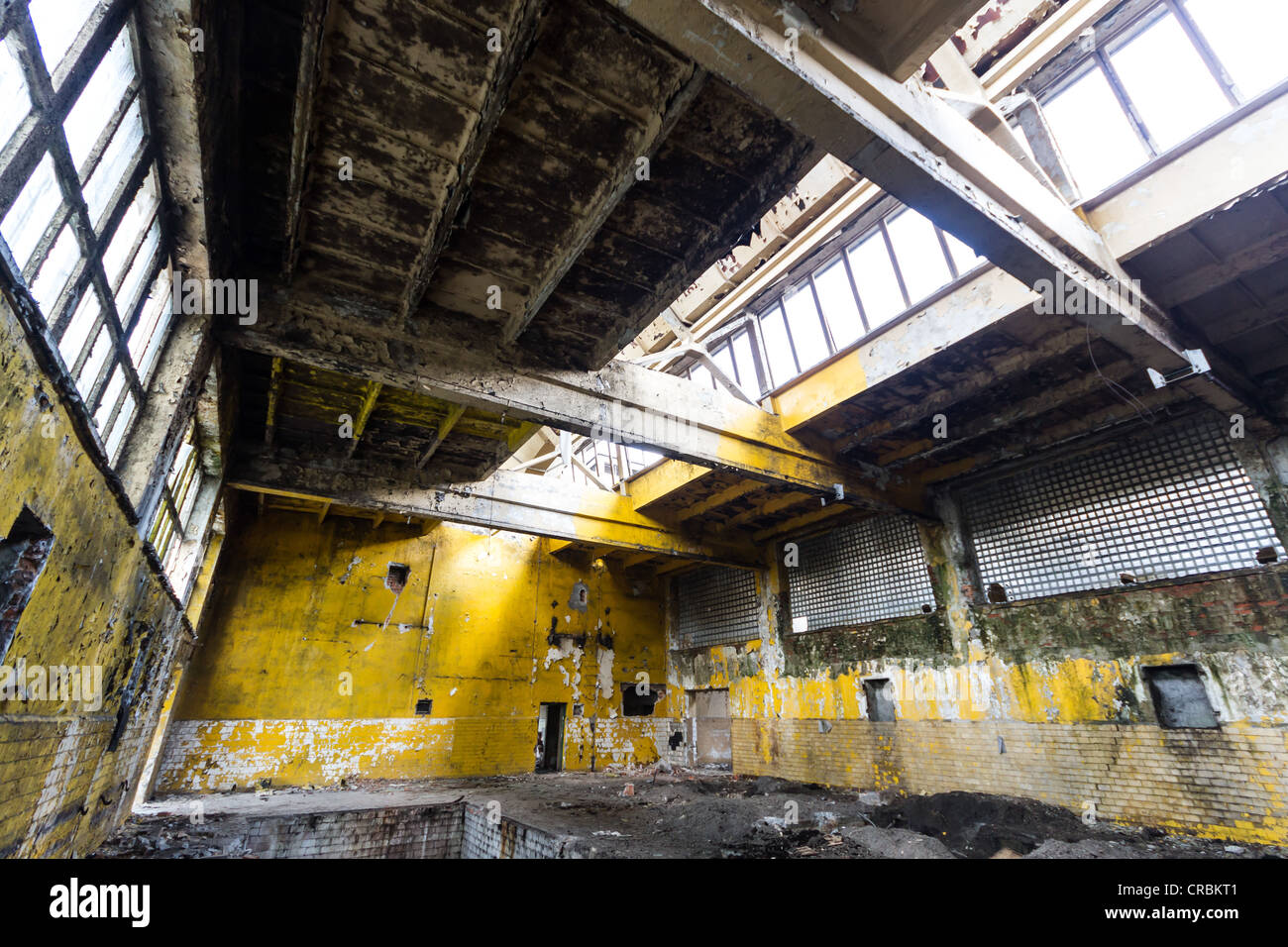 Ruins of a very heavily polluted industrial factory. The place was ...