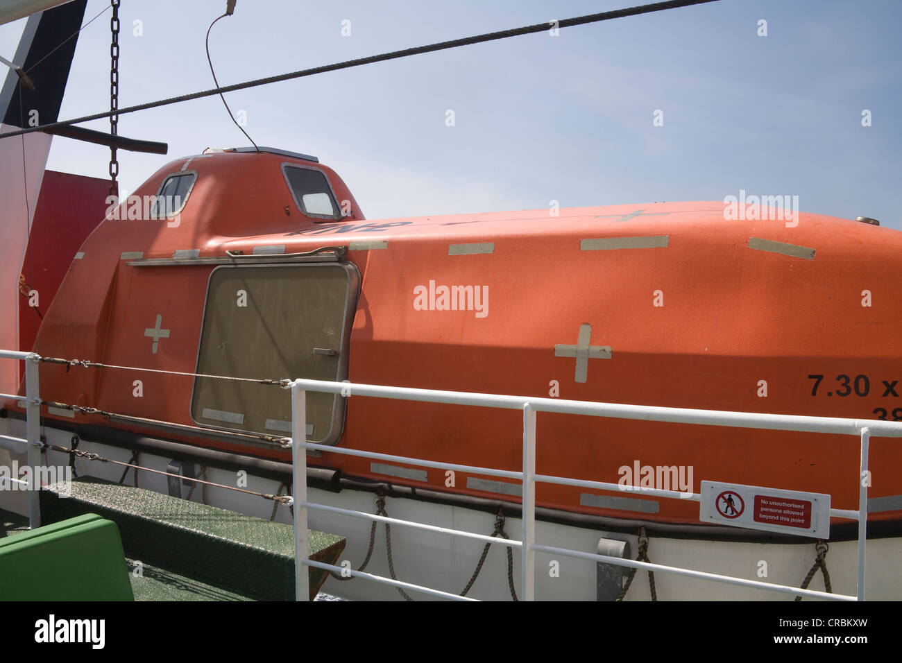Orkney Life raft on an island ferry Stock Photo - Alamy