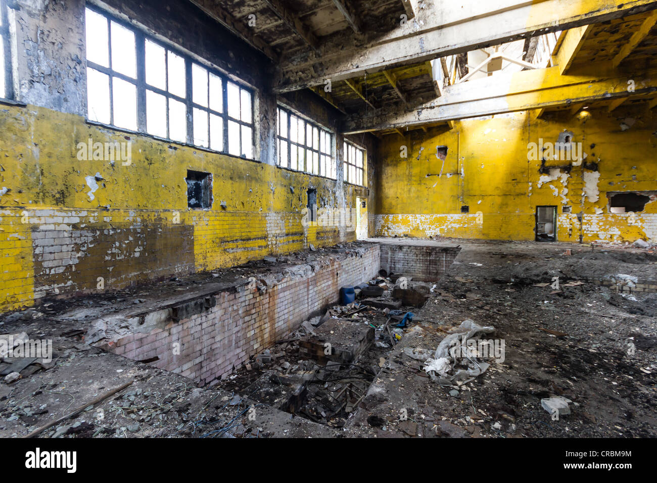 Ruins of a very heavily polluted industrial factory. The place was ...