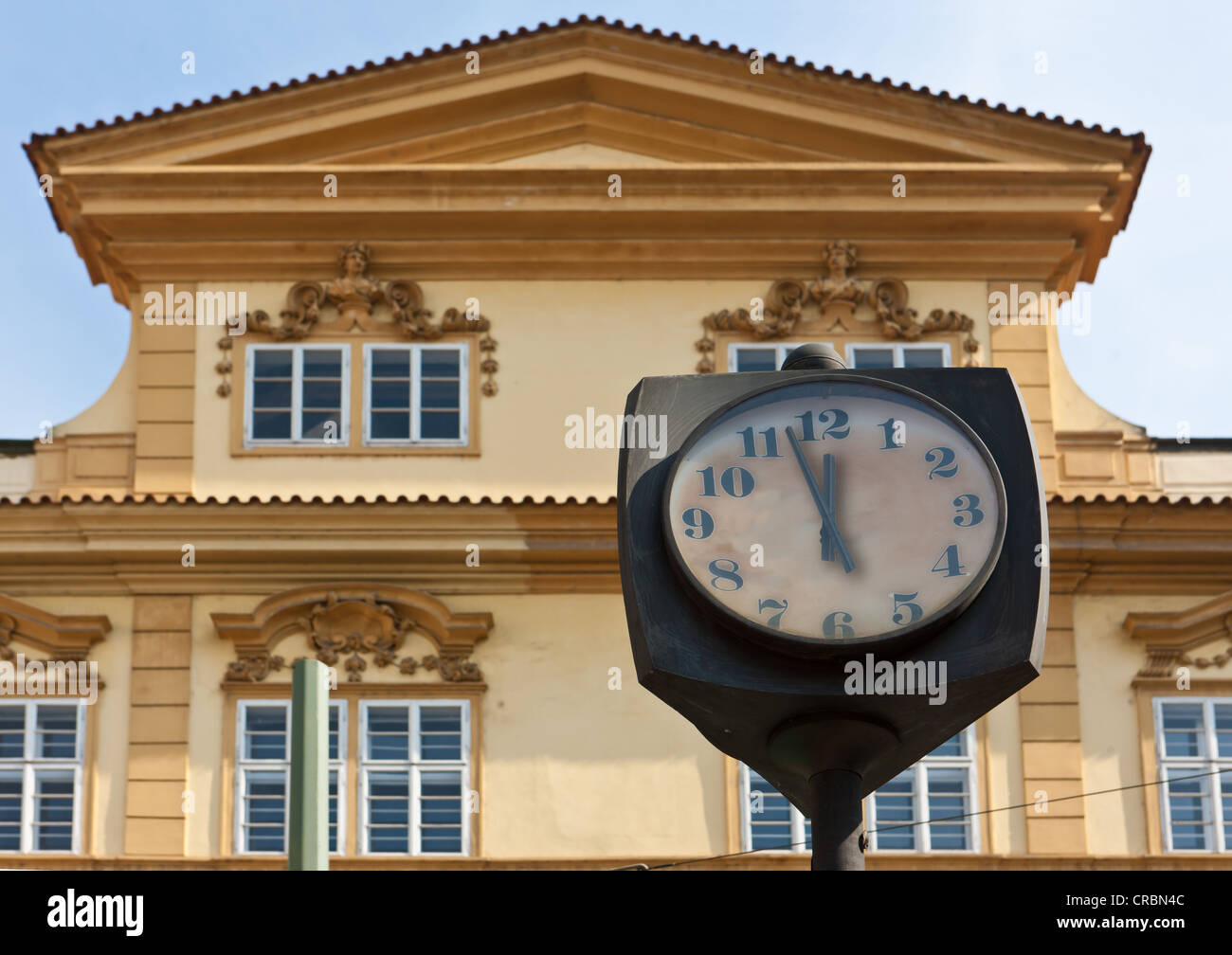 Clock showing five to twelve, old town, Prague, Czech Republic, Europe ...