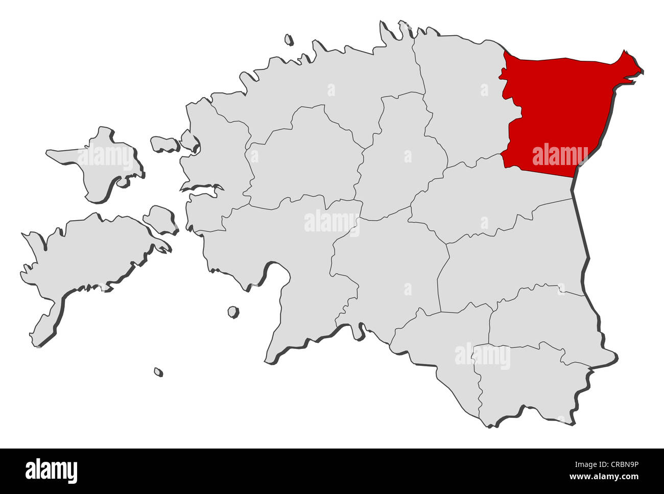 Political map of Estonia with the several counties where HIda-Viru is ...