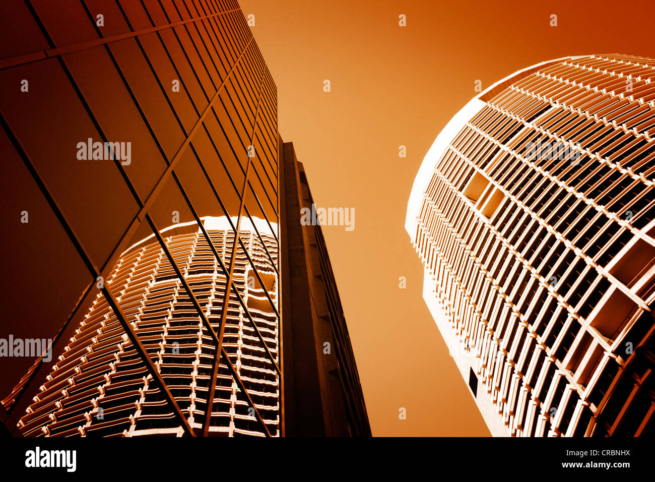 Tall buildings in Sydney's CBD sepia toned Stock Photo - Alamy