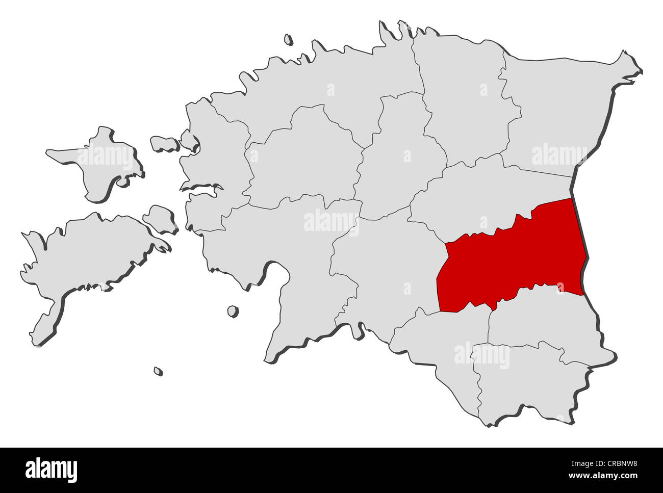 Political map of Estonia with the several counties where Tartu is ...