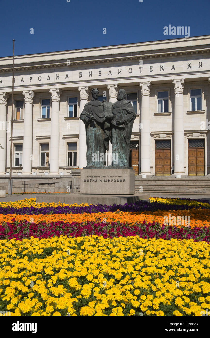Statue of Saints Cyril and Methodius in front of the National Library ...