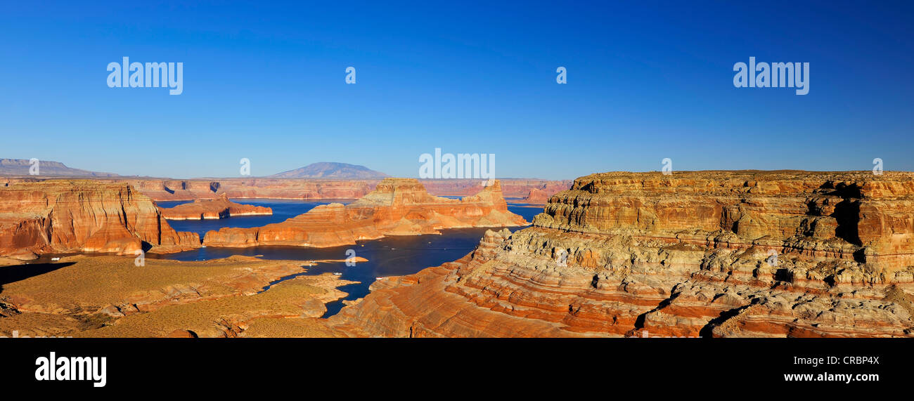 Panoramic view from Alstrom Point of Lake Powell with Gunsight Butte ...