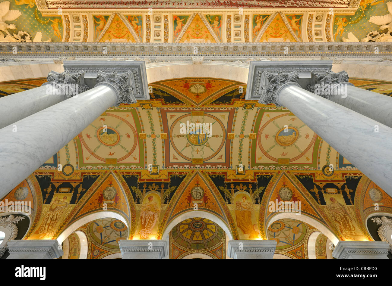 Marble columns, marble arch, frescoes, mosaics in the magnificent ...