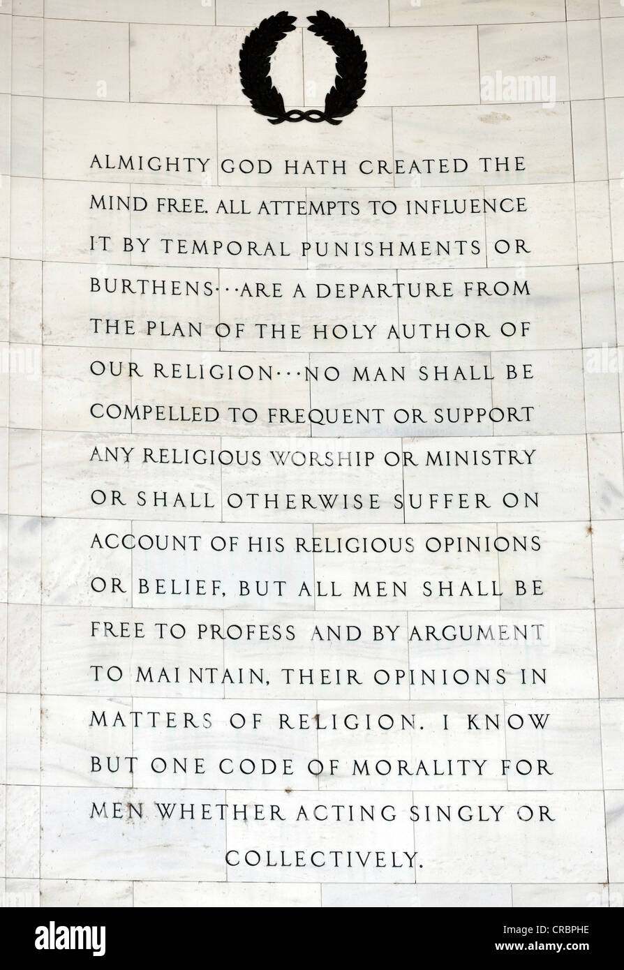 Inscription, Thomas Jefferson Memorial, Washington DC, District of ...