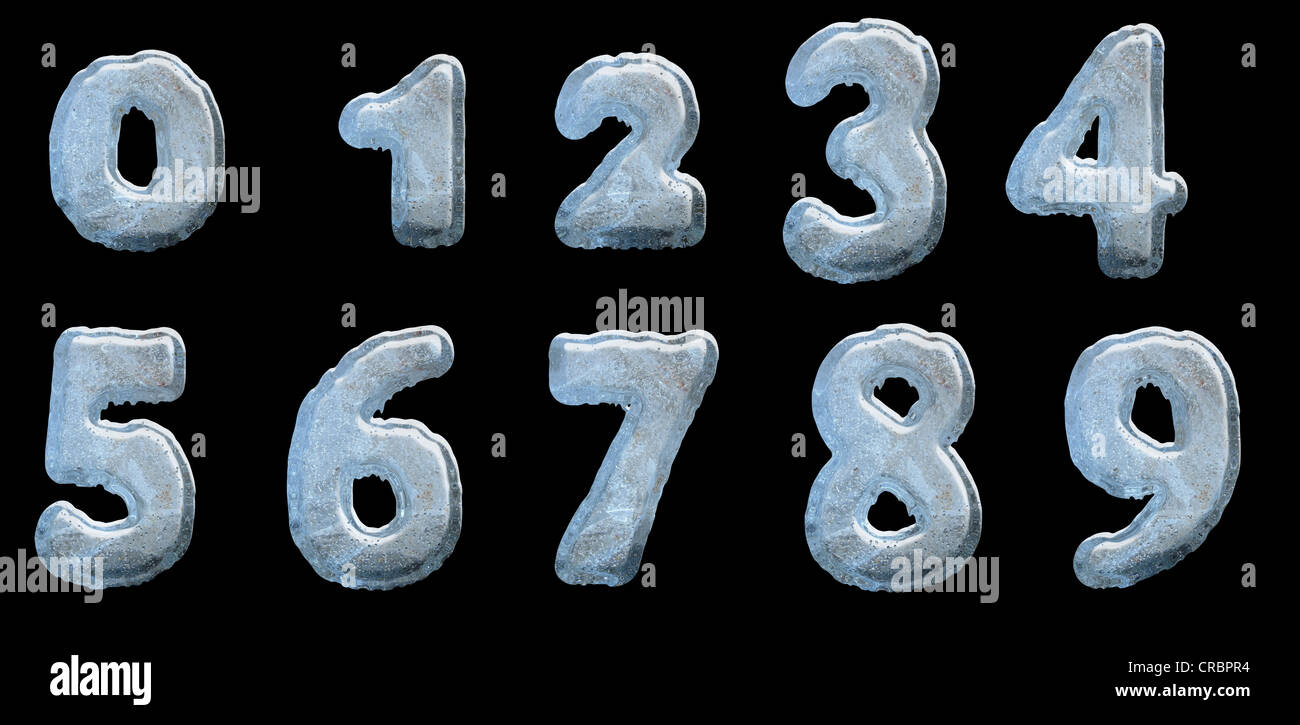 Set of Isolated Ice Numbers Illustration on black background Stock ...