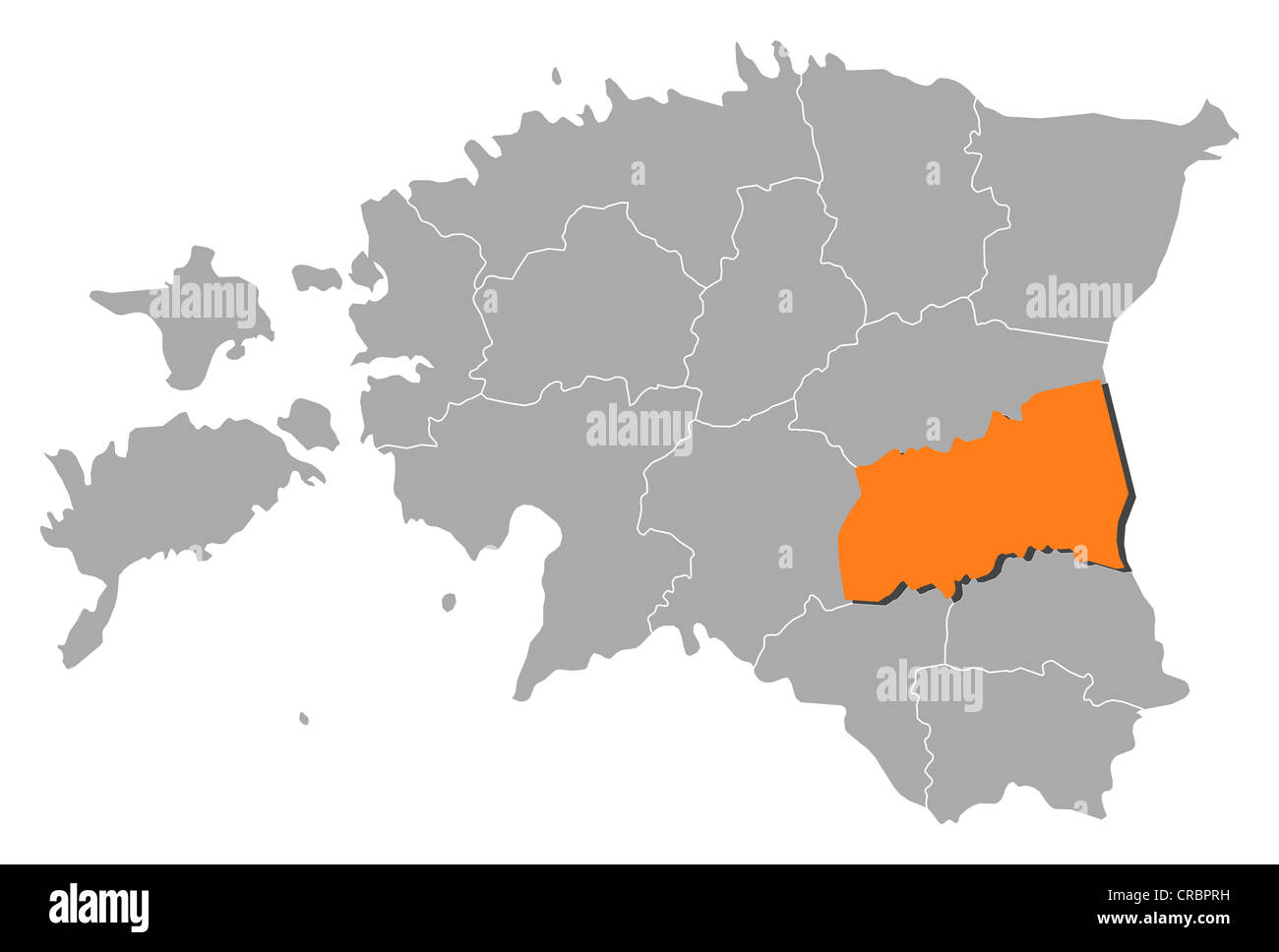Political map of Estonia with the several counties where Tartu is ...