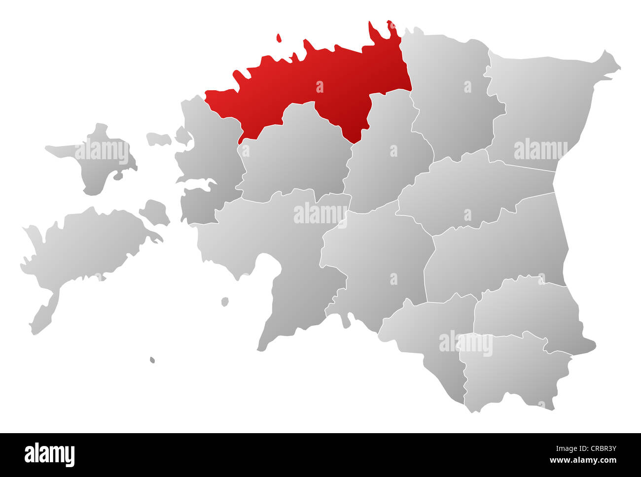 Political map of Estonia with the several counties where Harju is ...