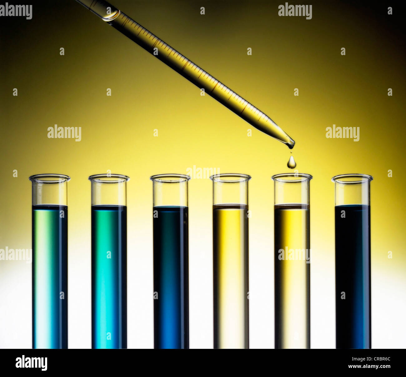 Dropper placing liquid into test tubes Stock Photo - Alamy