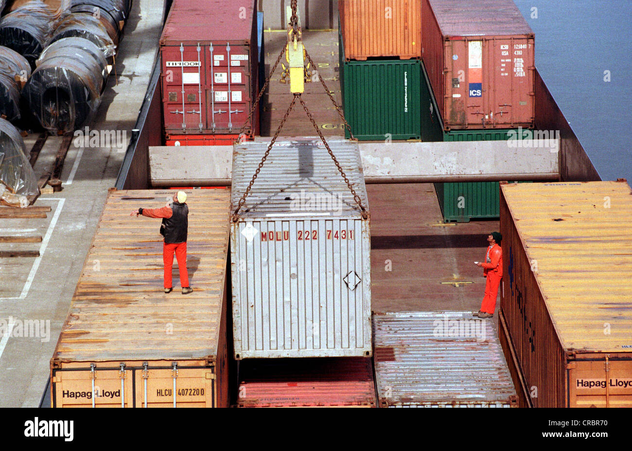 Loading a barge with containers, Basel (Switzerland Stock Photo - Alamy