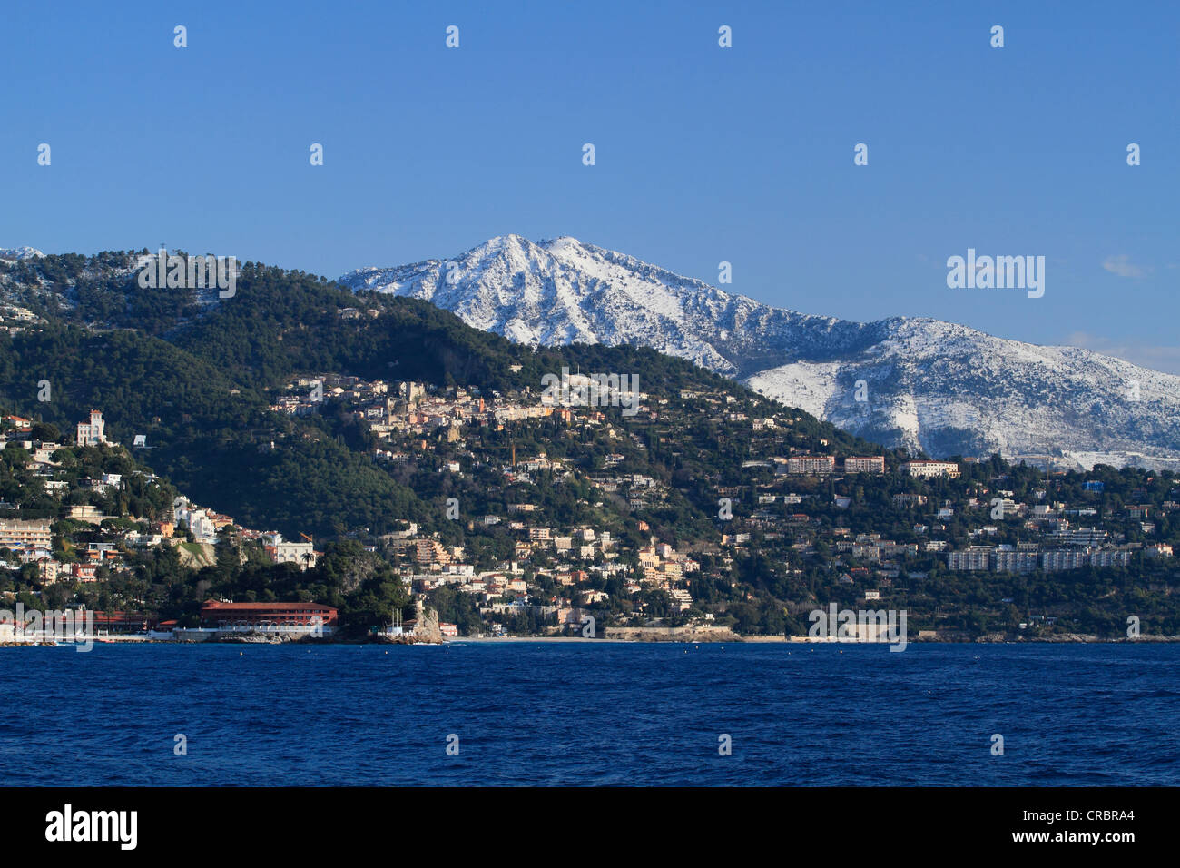Roquebrune Cap Martin in winter, as seen from Port Hercule ...