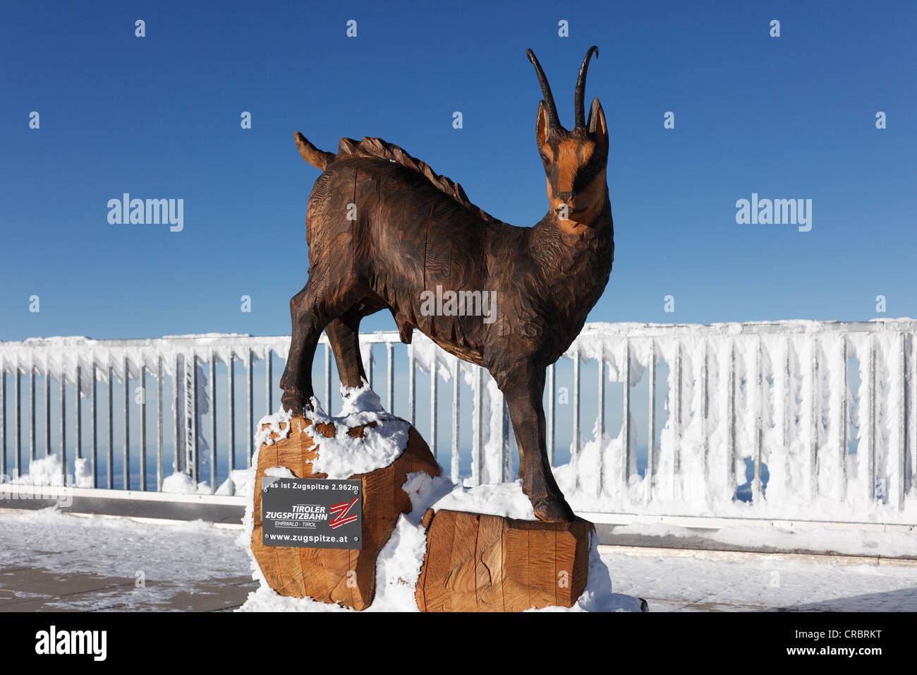 Gams sculpture by Mario Gasser at the summit of Zugspitze Mountain ...