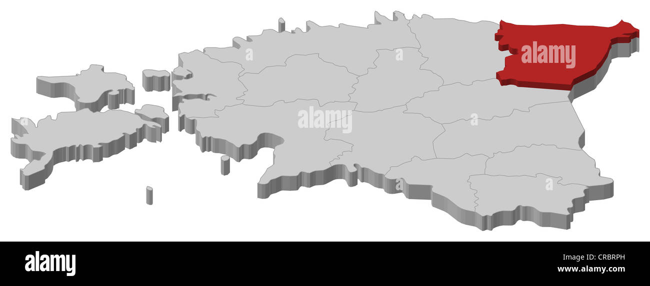 Political map of Estonia with the several counties where HIda-Viru is ...