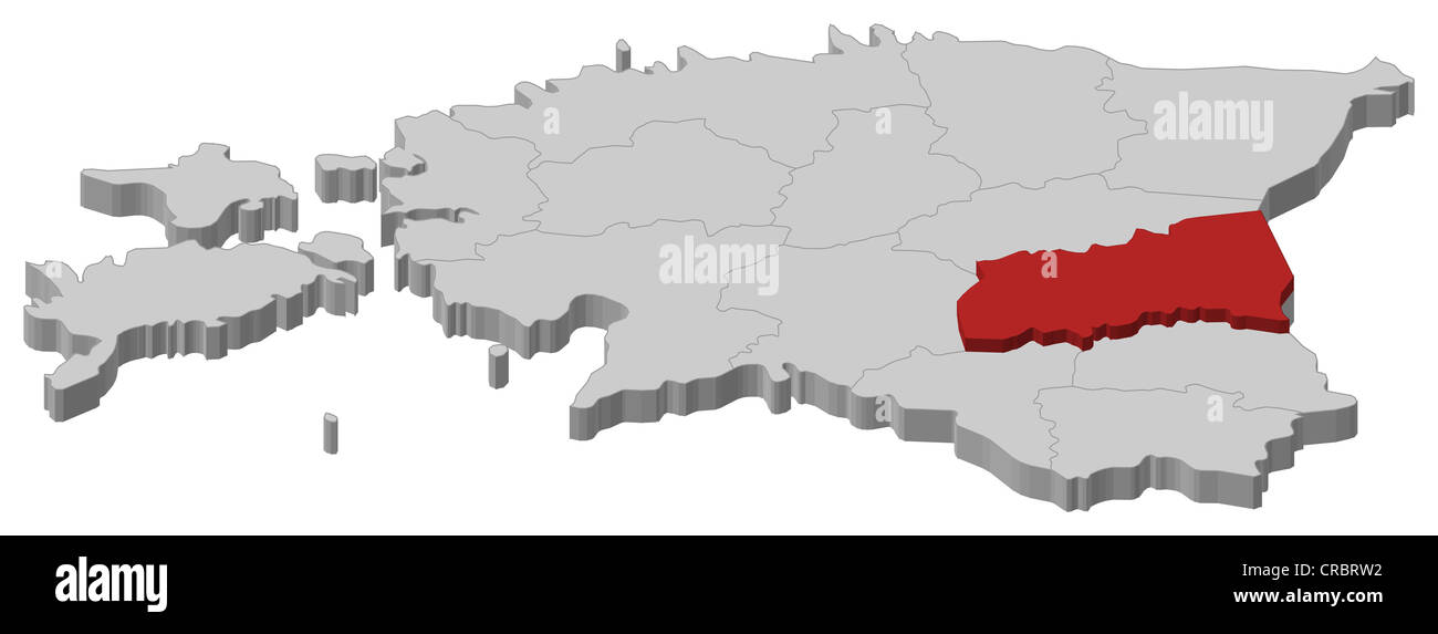 Political map of Estonia with the several counties where Tartu is ...