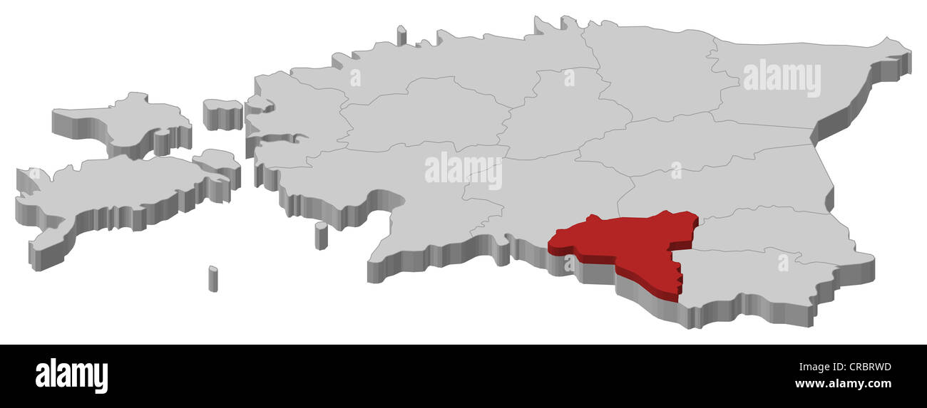 Political map of Estonia with the several counties where Valga is ...