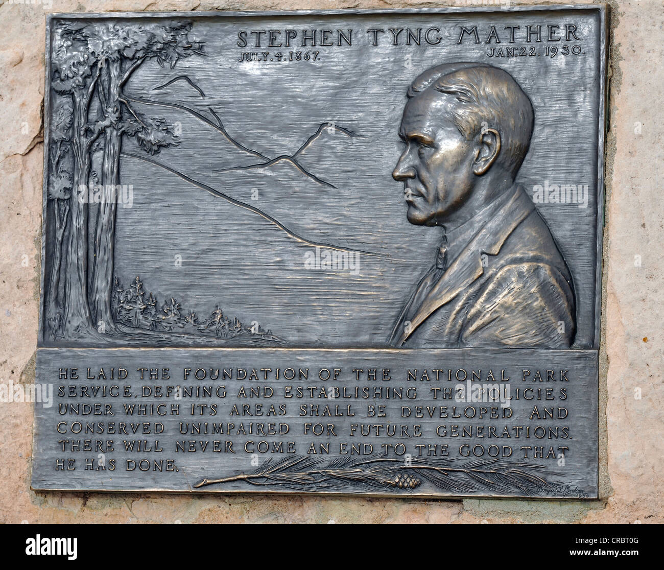 Memorial plaque for Stephen Tyng Mather, Mather Memorial, Mather Point ...