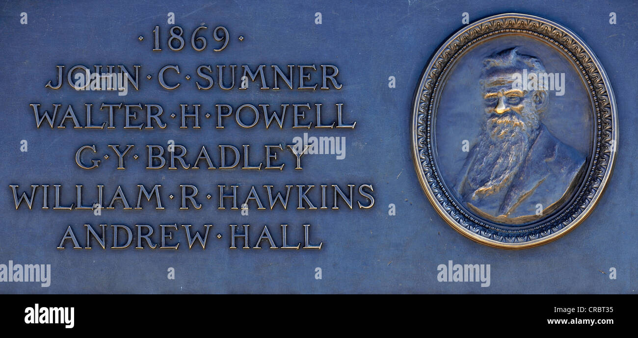 John Wesley Powell Memorial, plaque at Powell Point lookout, Grand Canyon National Park, South ...