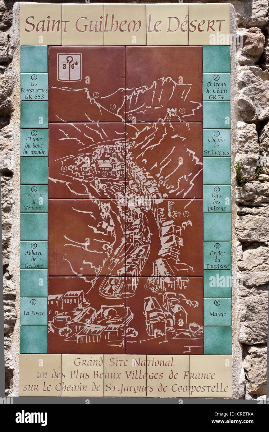 Tourist Map In The Village Of Saint Guilhem le D sert Vallee De L Tourist Map In The Village Of Saint Guilhem le D sert Vallee De L