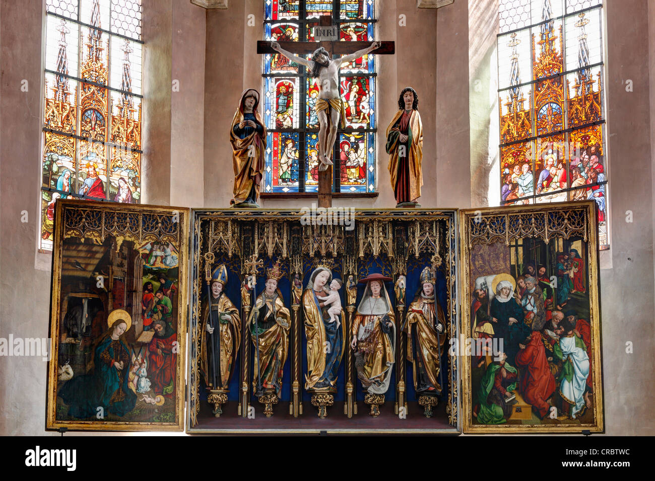 Late Gothic shrine-altar of St. Maria and the four Fathers of the ...