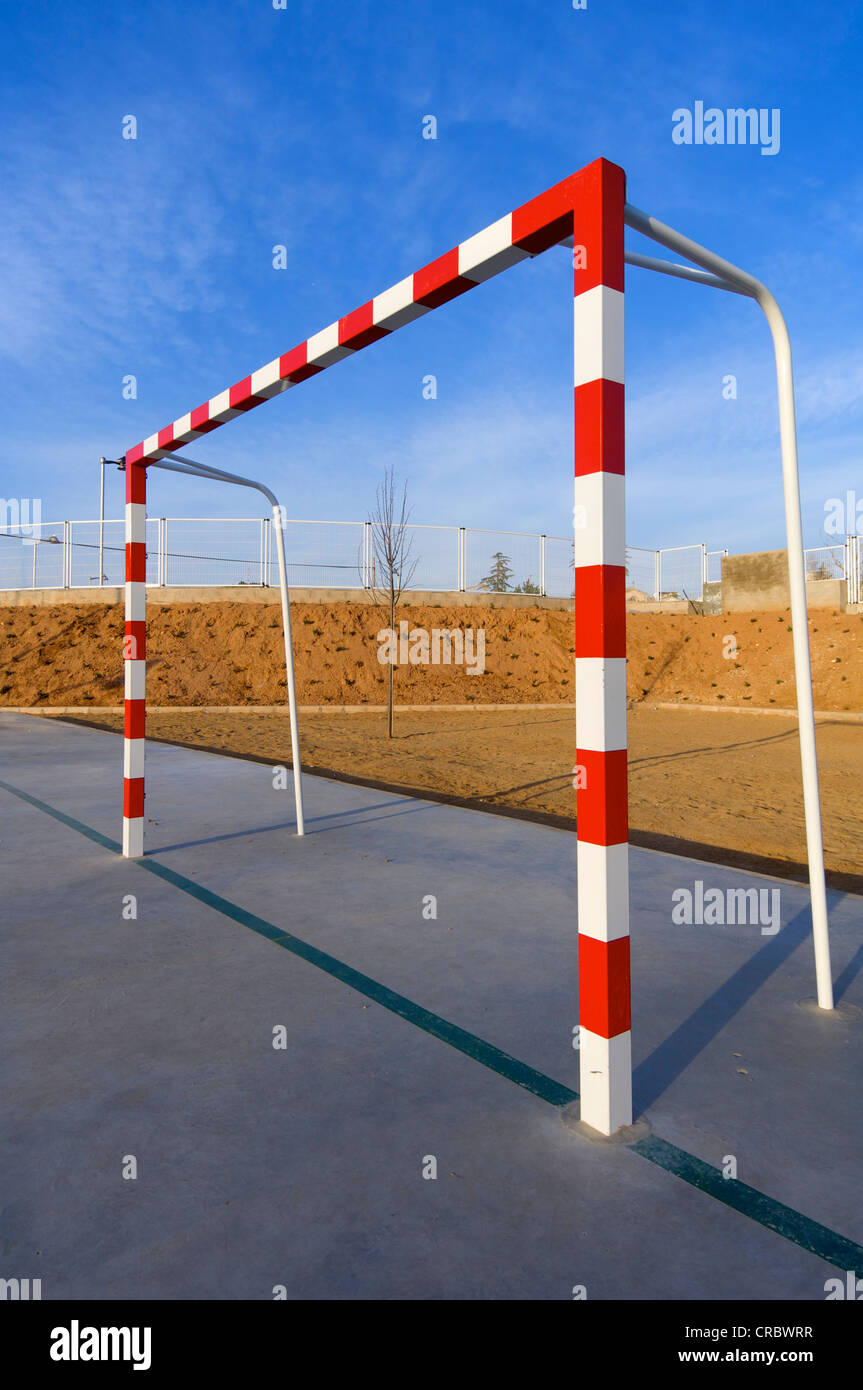 red and white goal with blue sky Stock Photo - Alamy