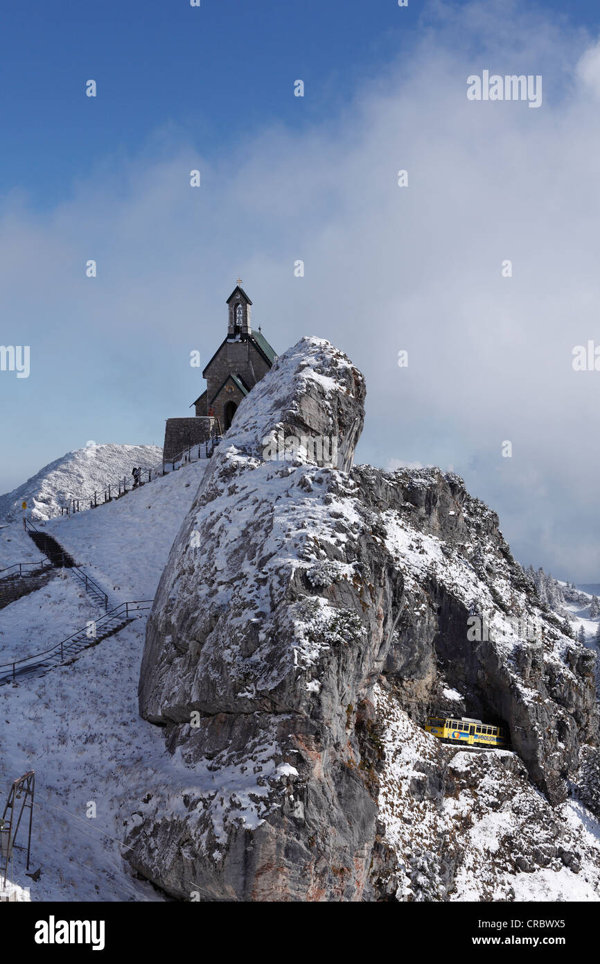 Wendelsteinkircherl, Wendelstein church, rack railway, Mt Wendelstein ...