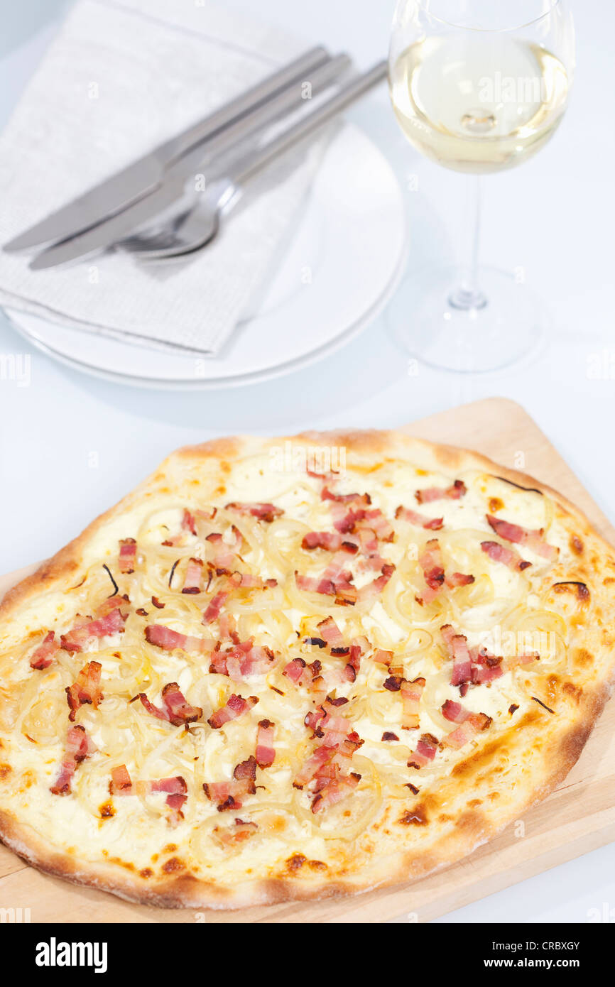 Plate of tarte flambee Stock Photo - Alamy