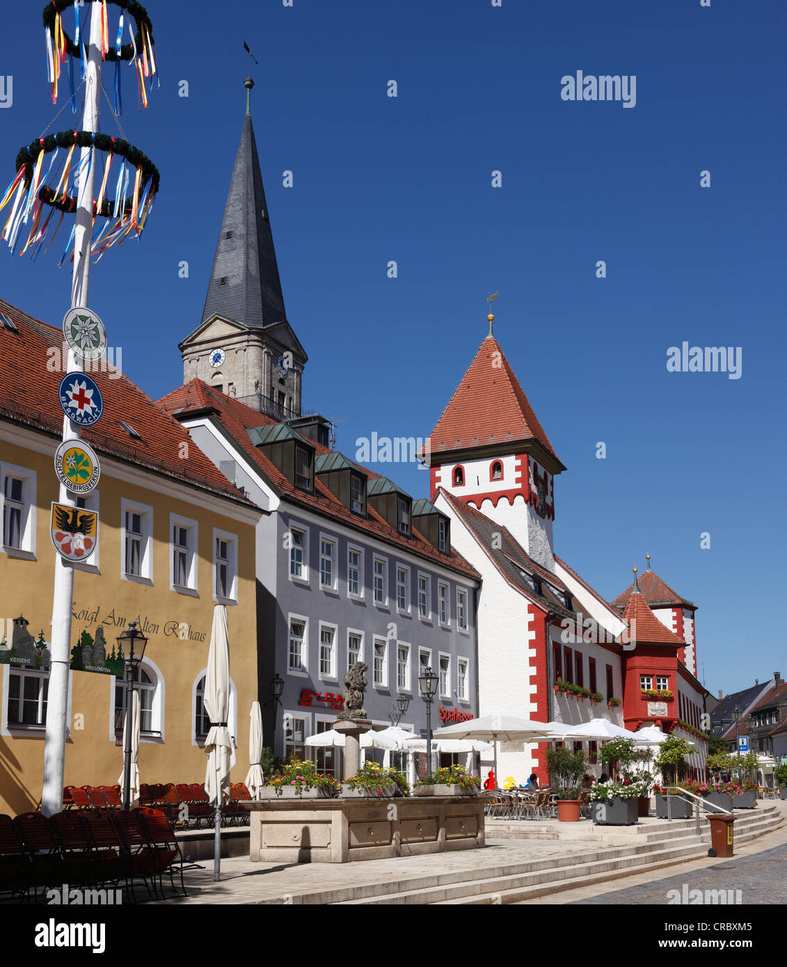 Altes Rathaus, old town hall and St. Bartholomew's Church, Marktredwitz ...