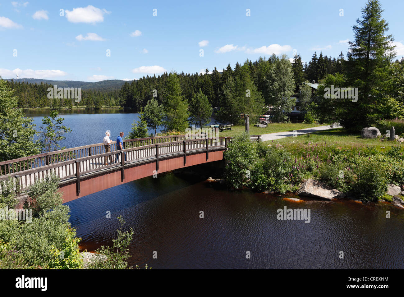 Lake Fichtelsee near Fichtelberg, Fichtelgebirge mountain range, Upper ...