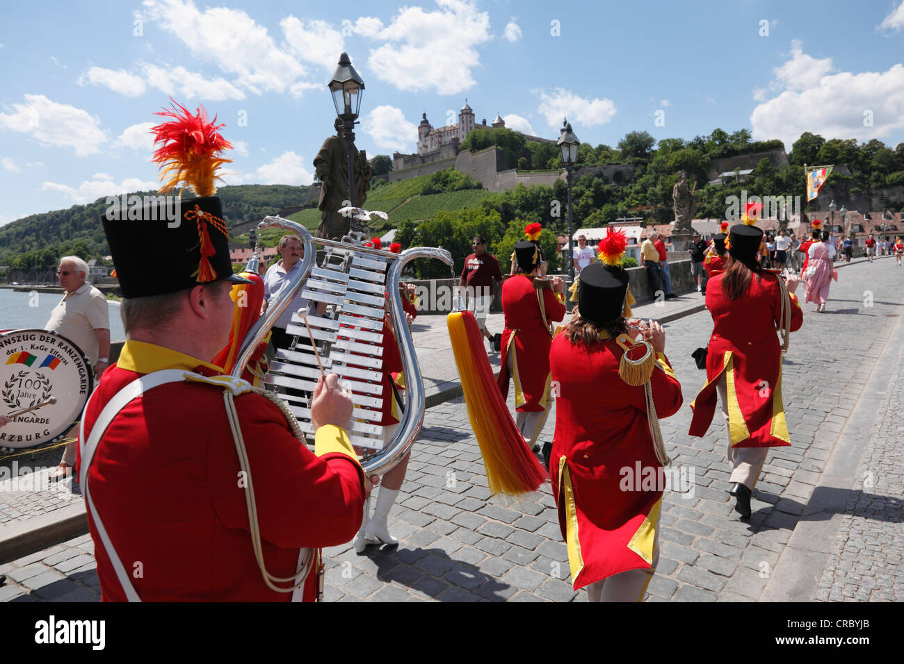 Parade in traditional costume during the Kiliani Festival, on Old Main ...