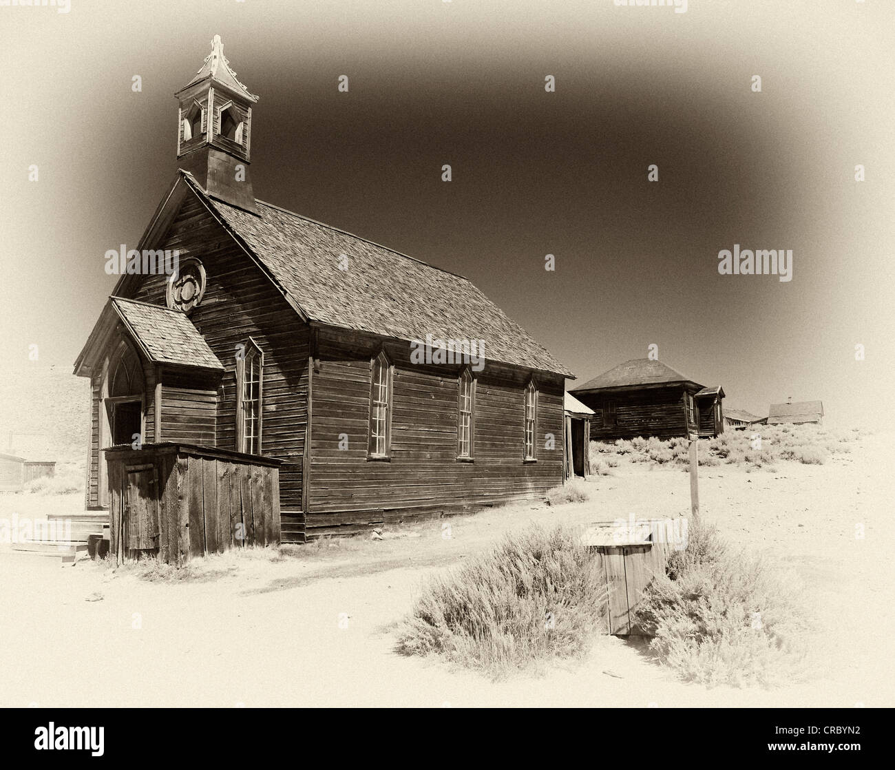 Methodist Church in the ghost town of Bodie, a former gold mining town, Bodie State Historic ...