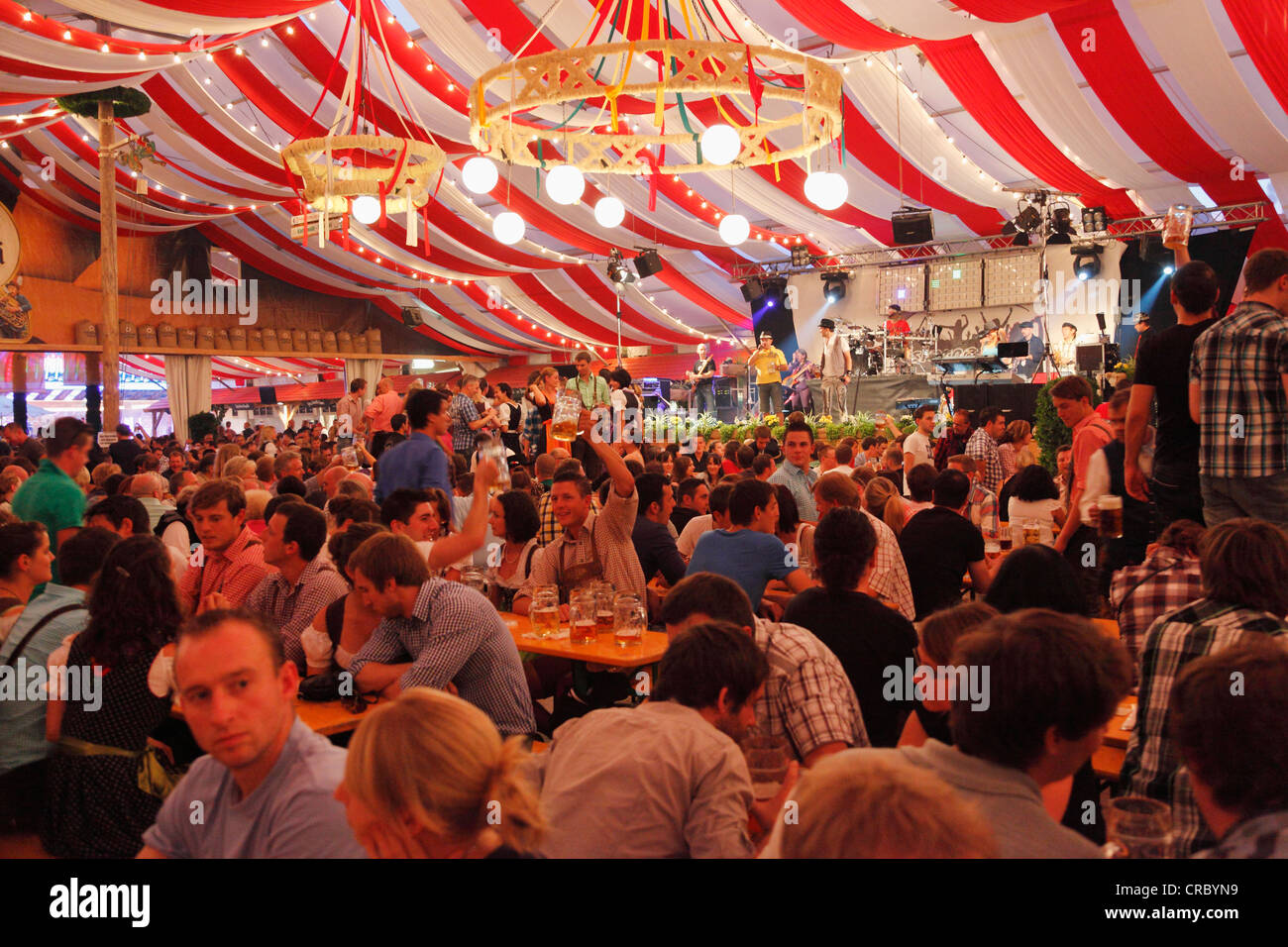 Beer tent, Kiliani-Volksfest festival, Wuerzburg, Lower Franconia ...