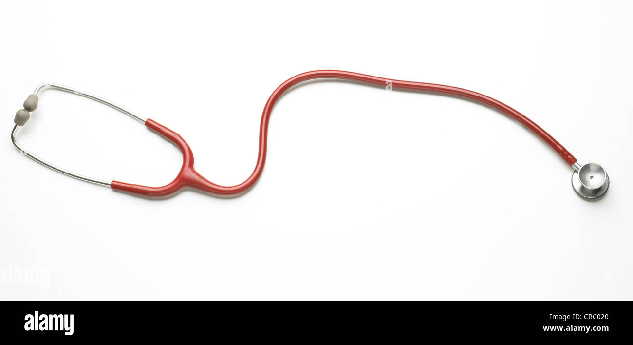 red doctor's stethoscope on white background Stock Photo - Alamy