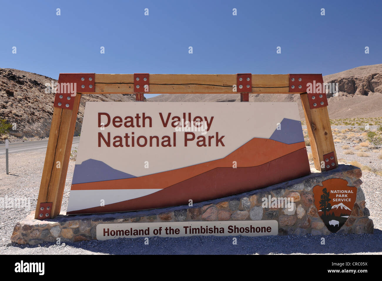 Death Valley National Park entrance sign, Mojave Desert, California ...
