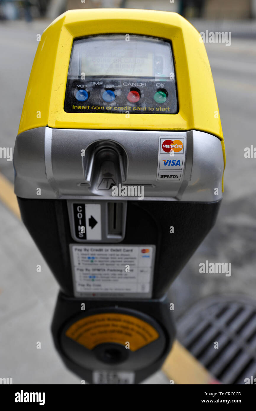 Credit card enabled parking meters, Fisherman's Wharf, San Francisco ...
