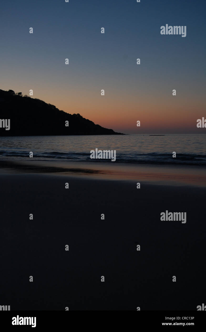 Sunset on Carbis Bay Beach, St Ives, Cornwall Stock Photo - Alamy