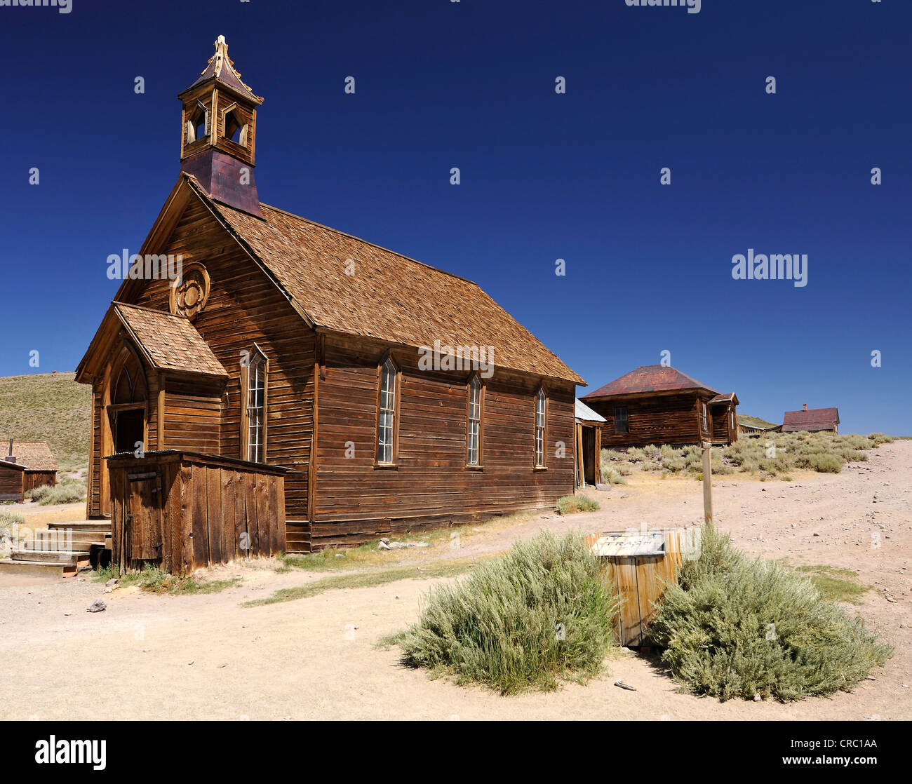 Methodist Church, ghost town of Bodie, a former gold mining town, Bodie State Historic Park ...